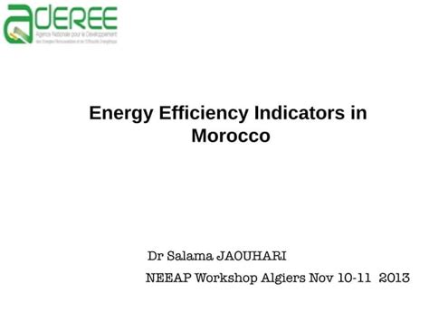 Energy Efficiency Indicators In Morocco Aderee Ppt