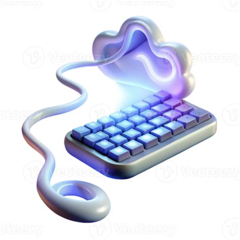 3d Render Cloud Computing Keyboard Illustration 55239743 Png