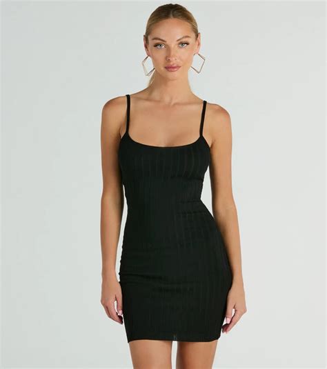 Simple Staple Ribbed Knit Bodycon Mini Dress And Windsor