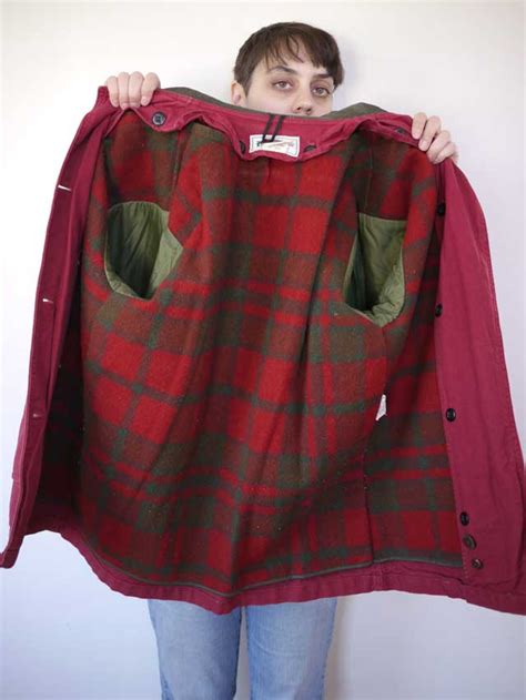 Vintage Ll Bean Red Cotton Canvas Barn Jacket Wool Liner Coat Womens Usa S Ebay