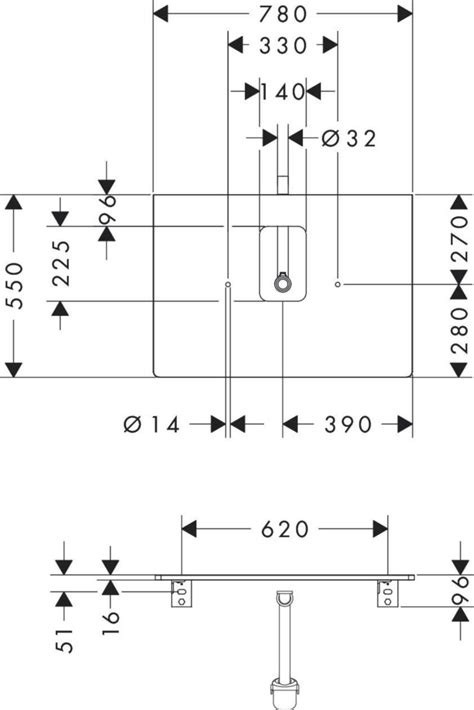 Hansgrohe Hansgrohe Xelu Q Plan Stratifié 780550 Percé Au Centre