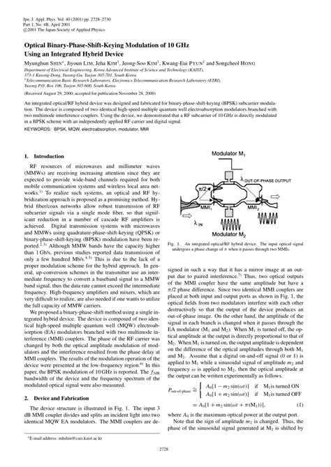 Pdf Optical Binary Phase Shift Keying Modulation Of 10 Ghz Using An