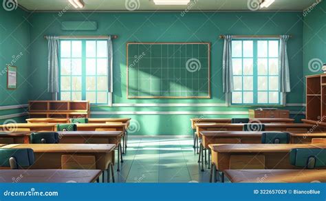Background Image Of Interior Design Of Empty Classroom With Blackboard