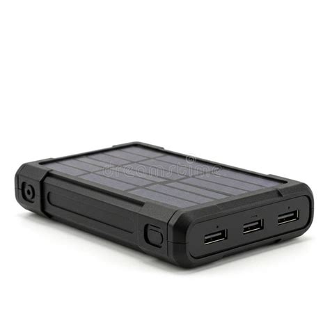 Rectangular Black Portable Solar Charger With A Grid Patterned