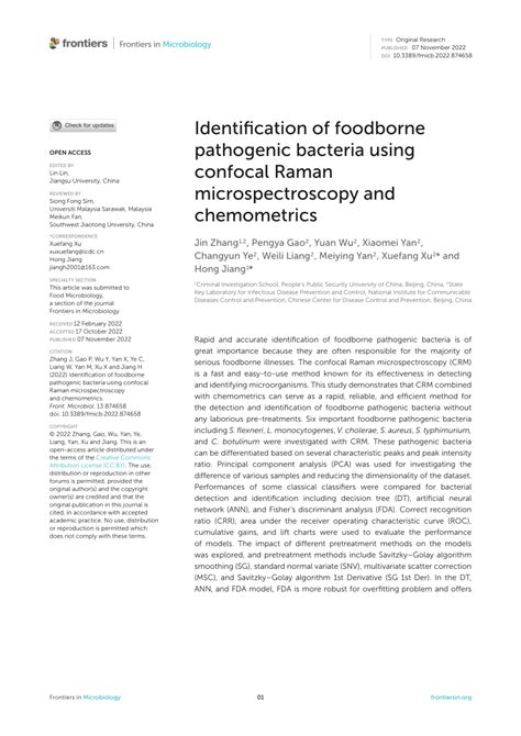 Pdf Identification Of Foodborne Pathogenic Bacteria Using Confocal