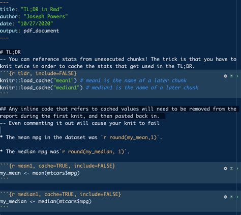 How To Include Output From The End Of An Rmd In Its Introduction Or Tl