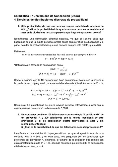 Solution 4 Ejercicios Sencillos Resueltos De Distribuciones Discretas