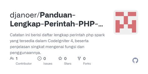 Github Djanoerpanduan Lengkap Perintah Php Spark Untuk Codeigniter 4