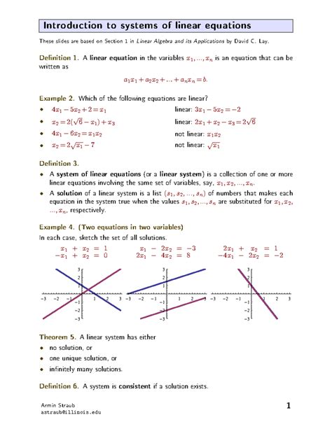 Intro To System Of Linear Equation Introduction To Systems Of Linear Equations These Slides