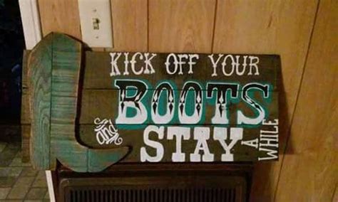Kick Off Your Boots And Stay Awhile Pallet Wood Sign Boot
