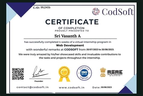 sri vasanth on linkedin codsoft intership codsoft webdevelopment