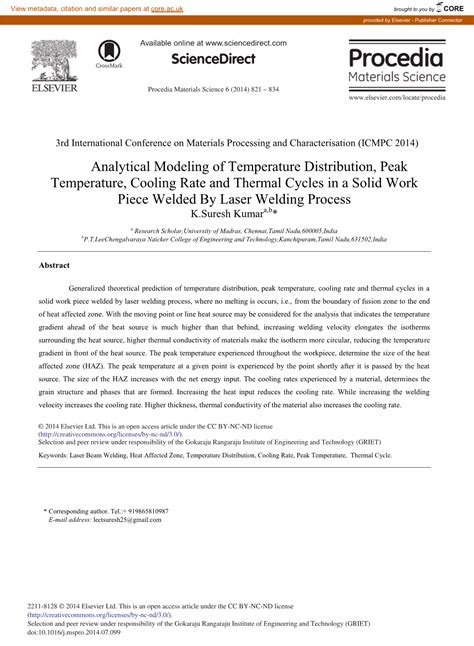 analytical modeling of temperature distribution peak docslib