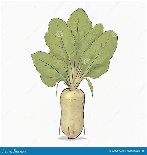 Parsnip Watercolor Illustration Sketch Drawing Style Clipart