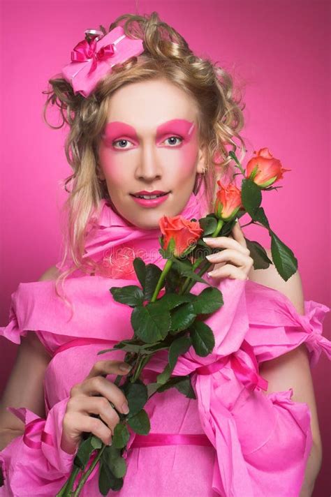 Woman In Pink Stock Image Image Of Model Hair Feminine 37863253