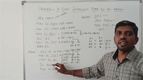 find the smallest number in an array 8086 alp s vijay murugan youtube