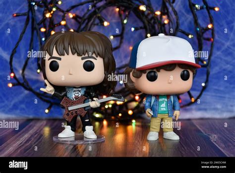 Funko Pop Action Figures Of Eddie And Dustin From Popular Horror