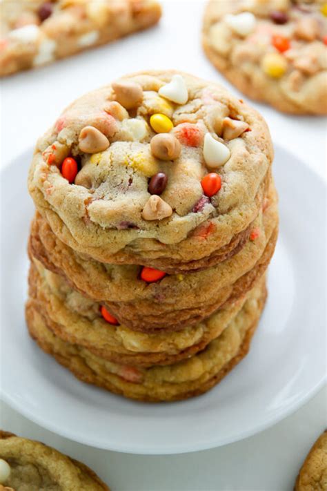 White Chocolate Reeses Pieces Peanut Butter Chip Cookies Baker By Nature