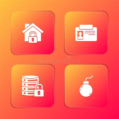 Set House Under Protection Identification Badge Server Security With Lock And Bomb Ready To