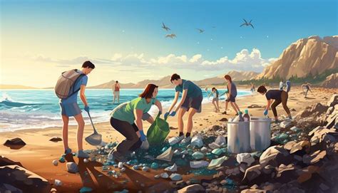Premium Photo A Beach Cleanup Event With Volunteers Of All Ages