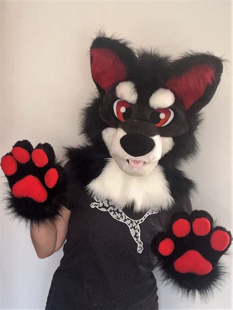 Black And Red Wolf Fursuit