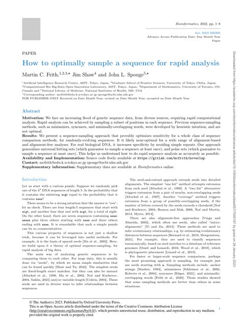 Pdf How To Optimally Sample A Sequence For Rapid Analysis