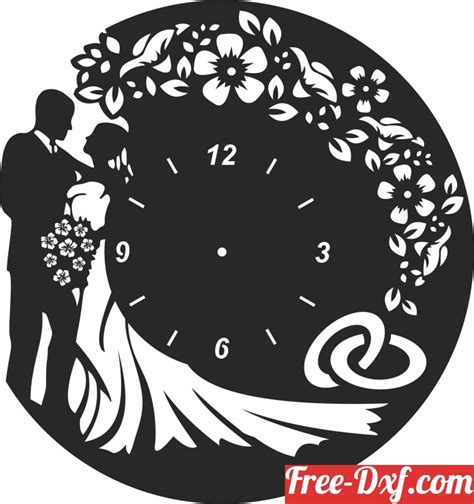 Download Wedding Wall Vinyl Clock 9obvg High Quality Free Dxf Fil