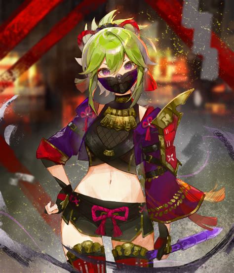 Safebooru 1girl Absurdres Black Mask Black Shorts Crop Top Cropped