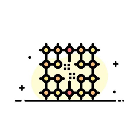 Chip Connection Electricity Grid Material Business Flat Line Filled