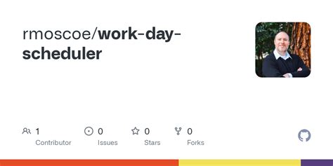 GitHub Rmoscoe Work Day Scheduler