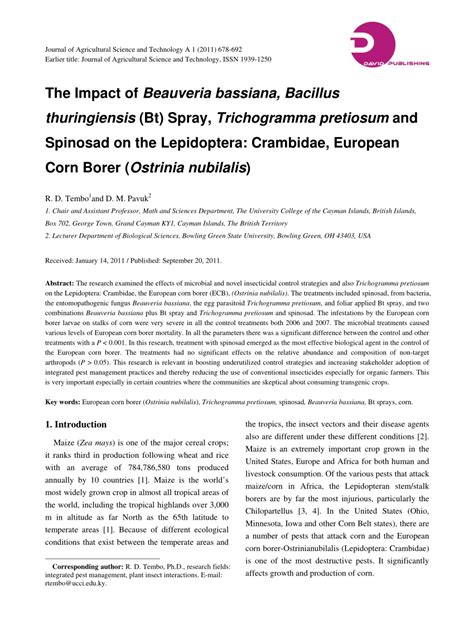 Pdf The Impact Of Beauveria Bassiana Trichogramma Pretiosum