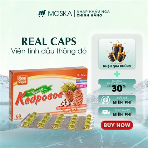 ChÍnh HÃng Viên Tinh Dầu Thông Đỏ Nga Real Caps Cedar Oil 60 Viên Uống Hỗ Trợ Sức Khỏe Moska