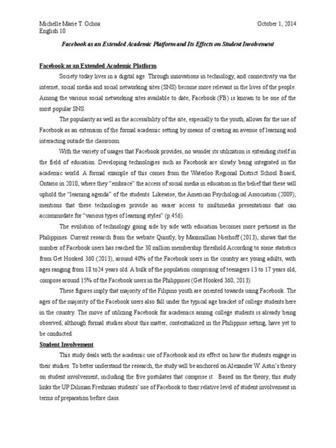 Context Paper On The Academic Effects Of Facebook Social Networking