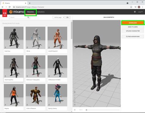 Downloading Mixamo Characters And Animations Lucys Tech Dev Blog