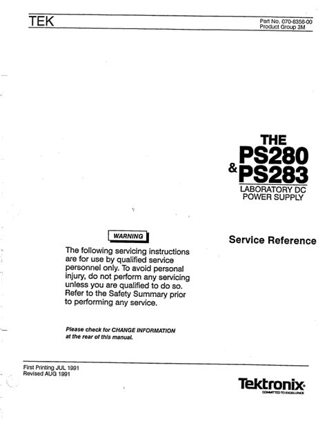 Tektronix Ps280 Ps283 Schematic