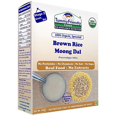 Buy Tummyfriendly Foods 100 Organic Sprouted Brown Rice Moong Dal