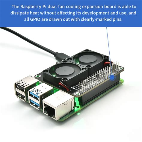 Raspberry Pi Dual Fan Cooling Expansion Board With Led Compatible With
