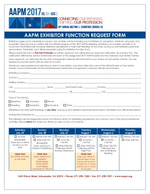 Fillable Online Aapm Exhibitor Function Request Form Fax Email Print