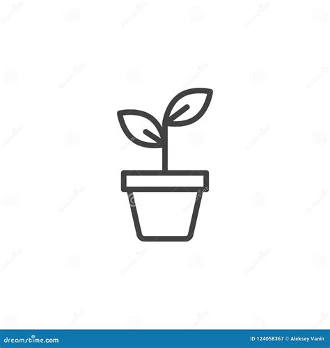 Potted Plant Outline Icon Stock Vector Illustration Of Editable