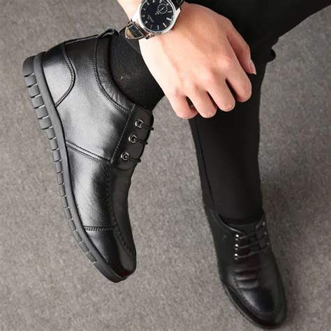 Мужская обувь увеличивающая рост Повседневная Удобная дышащая обувь из натуральной кожи на