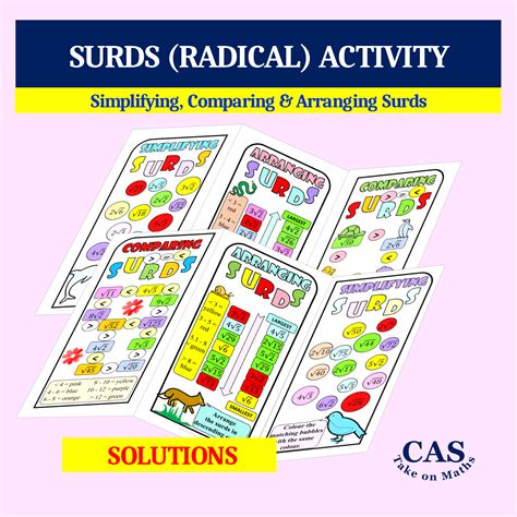 Radicals Surds Activity Simplifying Comparing And Arranging Surds