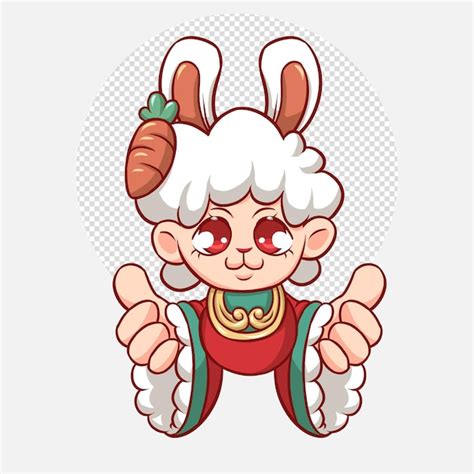 Coelho bonito em fantasia chinesa vermelha animal dos desenhos animados animais do zodíaco PSD