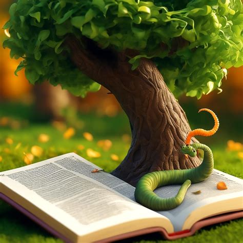 Premium Ai Image Curious Encounter Inquisitive Worm And The Tree Of