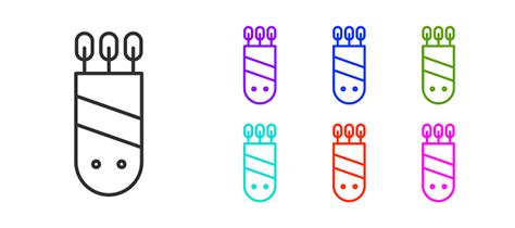 黑線 Quiver 與箭頭圖標隔離在白色背景設置圖示豐富多彩向量向量圖形及更多中古時代圖片 中古時代 傳統 傳統裝甲 Istock