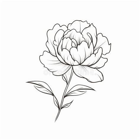Minimalistic Peony Flower Drawing For Trendy Tattoo Design