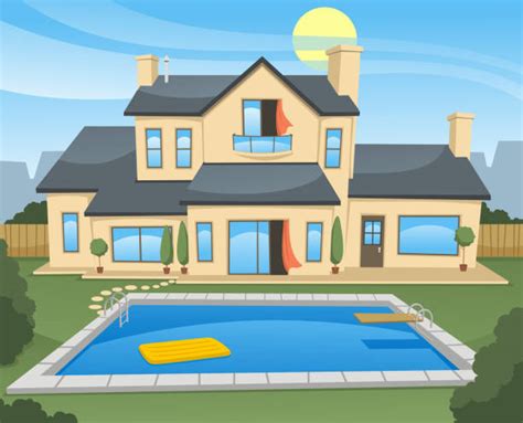 Dream House With Pool Drawing
