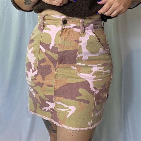 Pink Camo Denim Hollister Mini Skirt Marked A Size Depop
