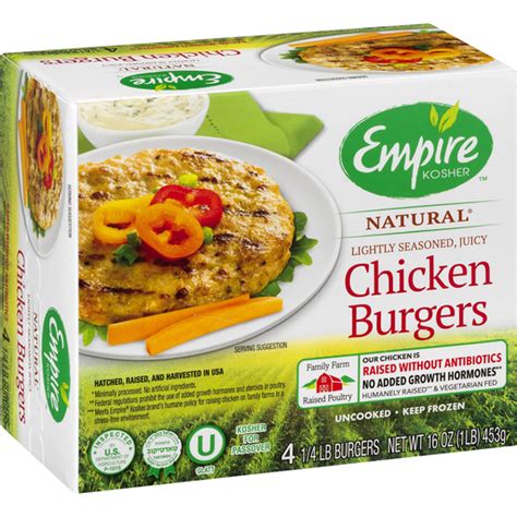 Empire Kosher Chicken Burgers Natural Frozen Foods Plaza Extra East