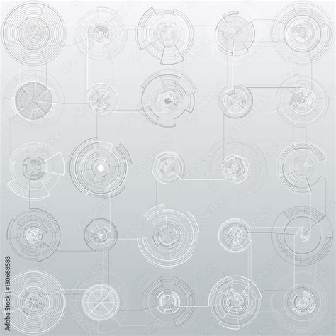 Set Of Abstract Hud Elements Isolated On Gray Background High Tech