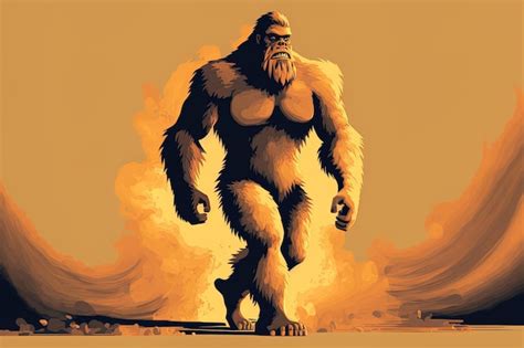 Premium Ai Image Cartoon Bigfoot Drawn In Warm Gradient Lines
