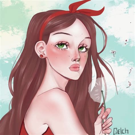 Иллюстрация Девушка с одуванчиком в стиле 2d персонажи